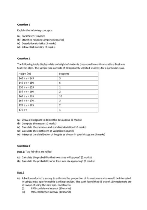 Solved Question 1 Explain the following concepts: (a) | Chegg.com