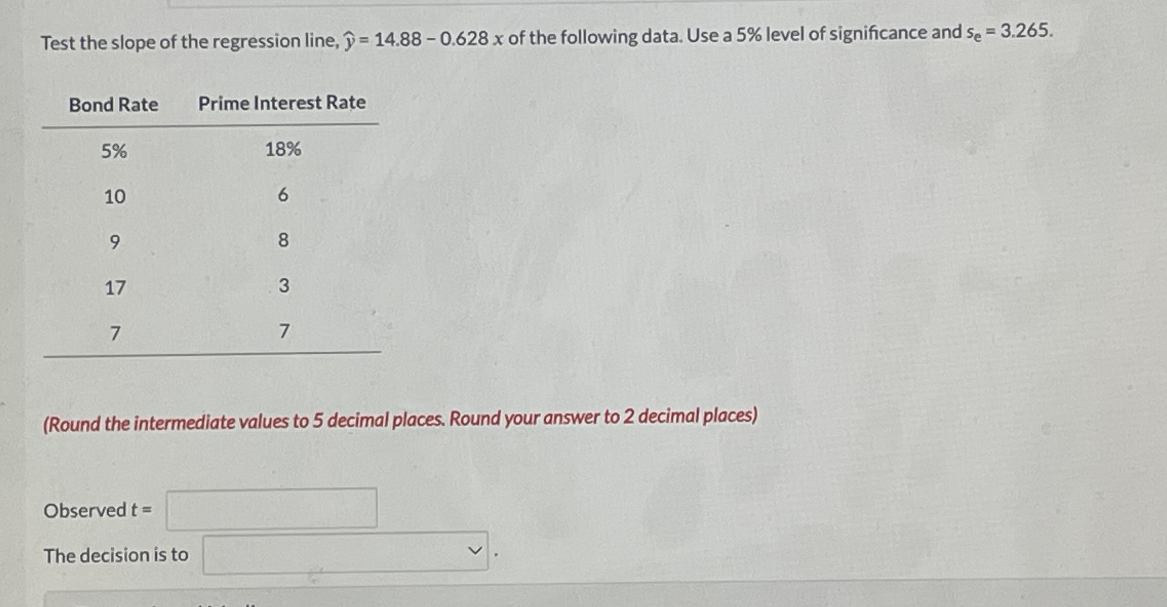 Solved Test The Slope Of The Regression Line