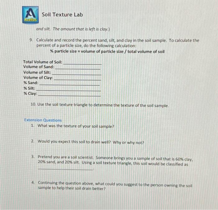 Solved Soil Texture Lab How do we determine the texture of a | Chegg.com