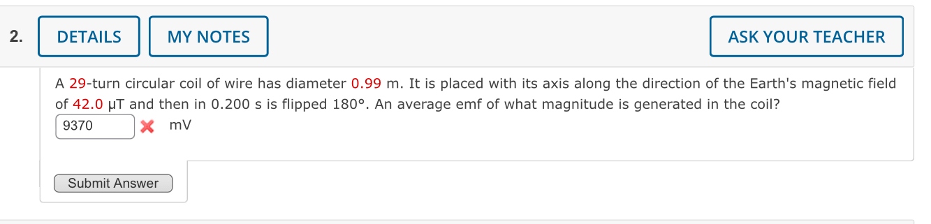 Solved A 29-turn circular coil of wire has diameter 0.99m. | Chegg.com