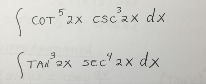 Solved (cots 2x csc 2x dx STAMax sech ax dx | Chegg.com