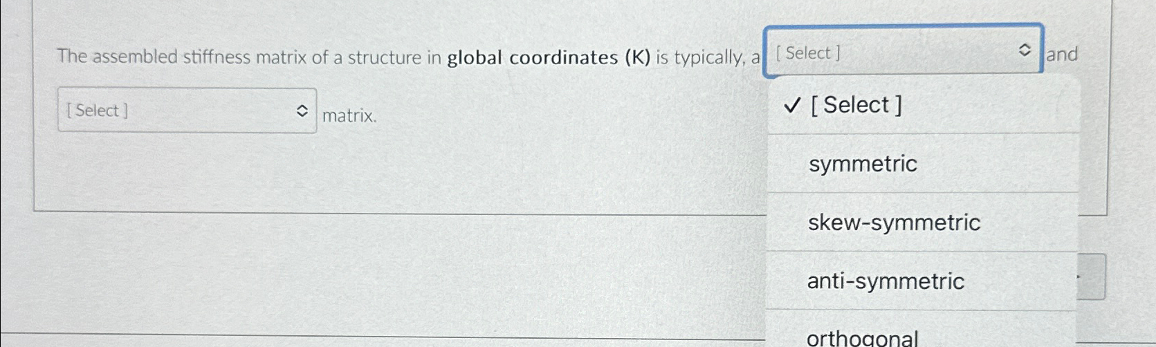Solved The assembled stiffness matrix of a structure in | Chegg.com