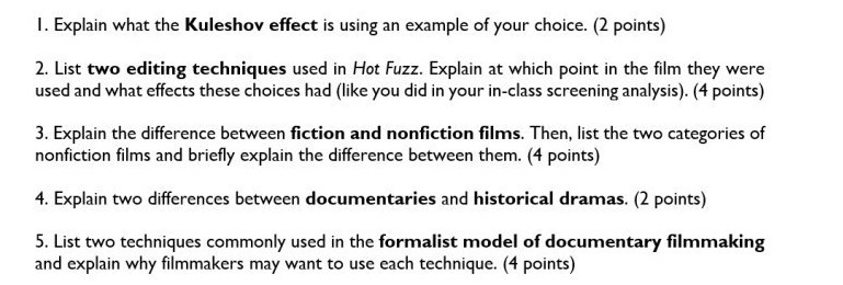 Solved 1. Explain what the Kuleshov effect is using an | Chegg.com