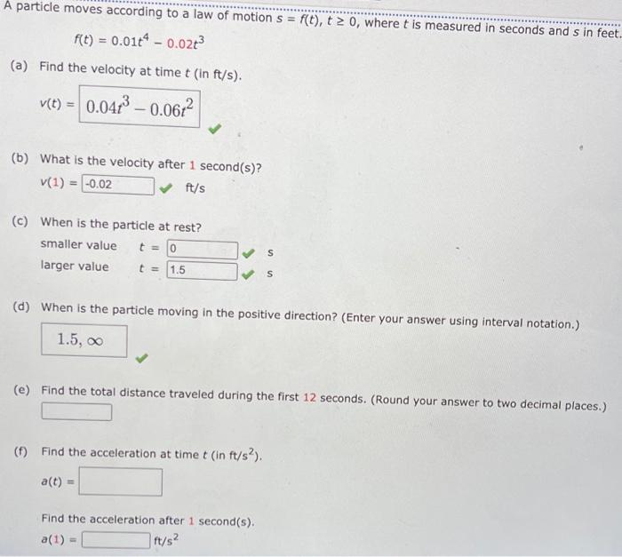 Solved A particle moves according to a law of motion s = | Chegg.com
