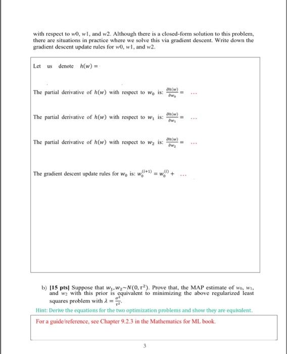 Solved Regularization [30pts] a) [15 pts| Find the partial | Chegg.com