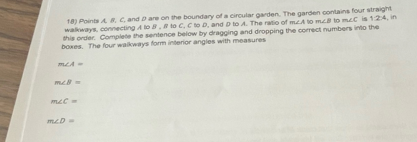Solved Points A,B,C, ﻿and D ﻿are on the boundary of circular | Chegg.com