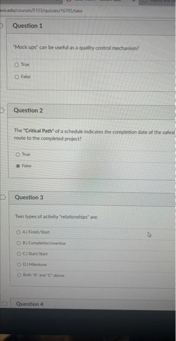 Solved "Mock ups" can be useful as a quality control | Chegg.com