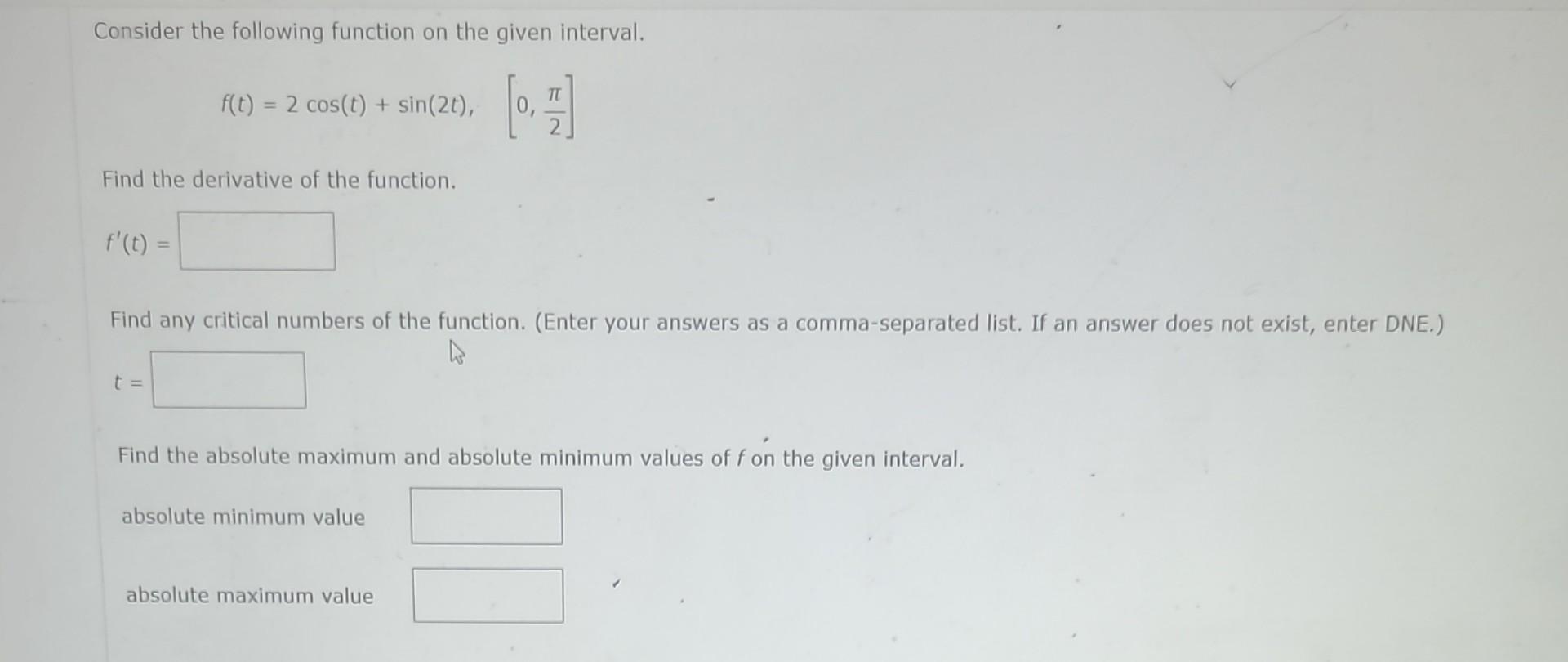 Solved Find the absolute maximum and absolute minimum values | Chegg.com