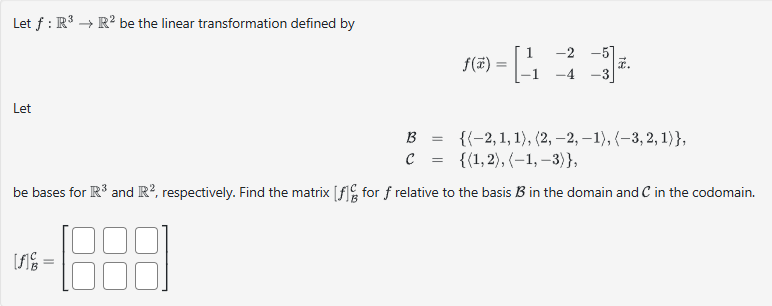 Solved Let f:R3→R2 be ﻿the linear transformation defined | Chegg.com