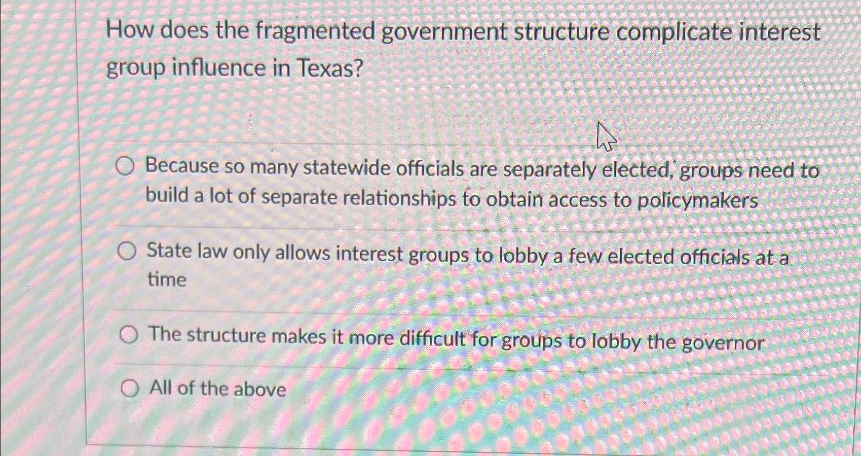 Solved How does the fragmented government structure | Chegg.com