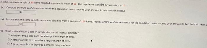 Solved A simple random sample of 80 items resulted in a | Chegg.com