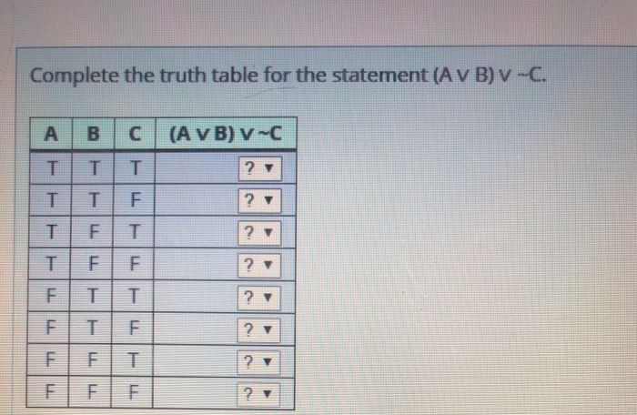 Solved Complete the truth table for the statement (A v B) | Chegg.com