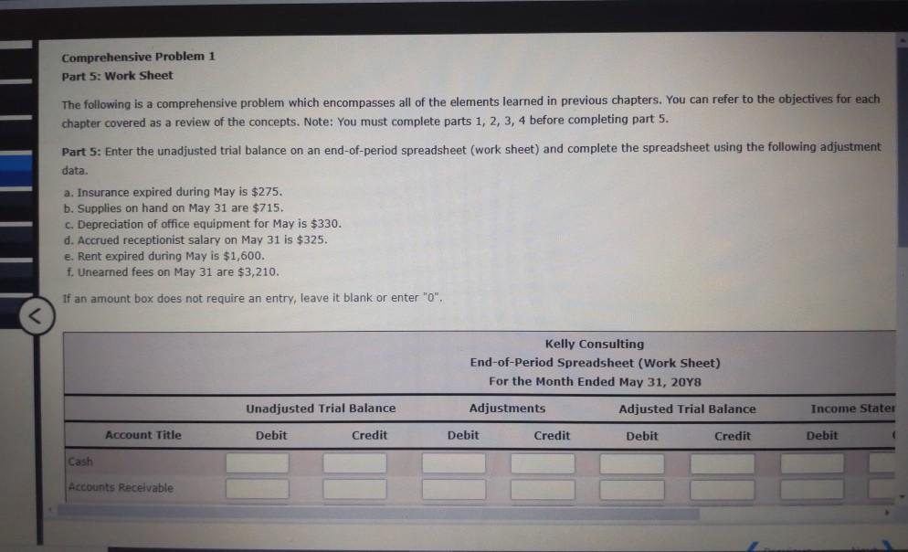 Solved Comprehensive Problem Part 9: The following is a | Chegg.com