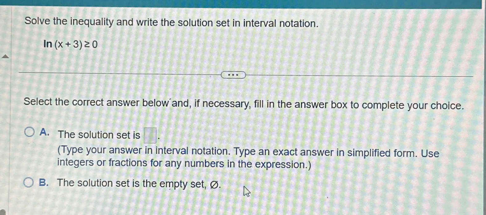Solved Solve the inequality and write the solution set in | Chegg.com