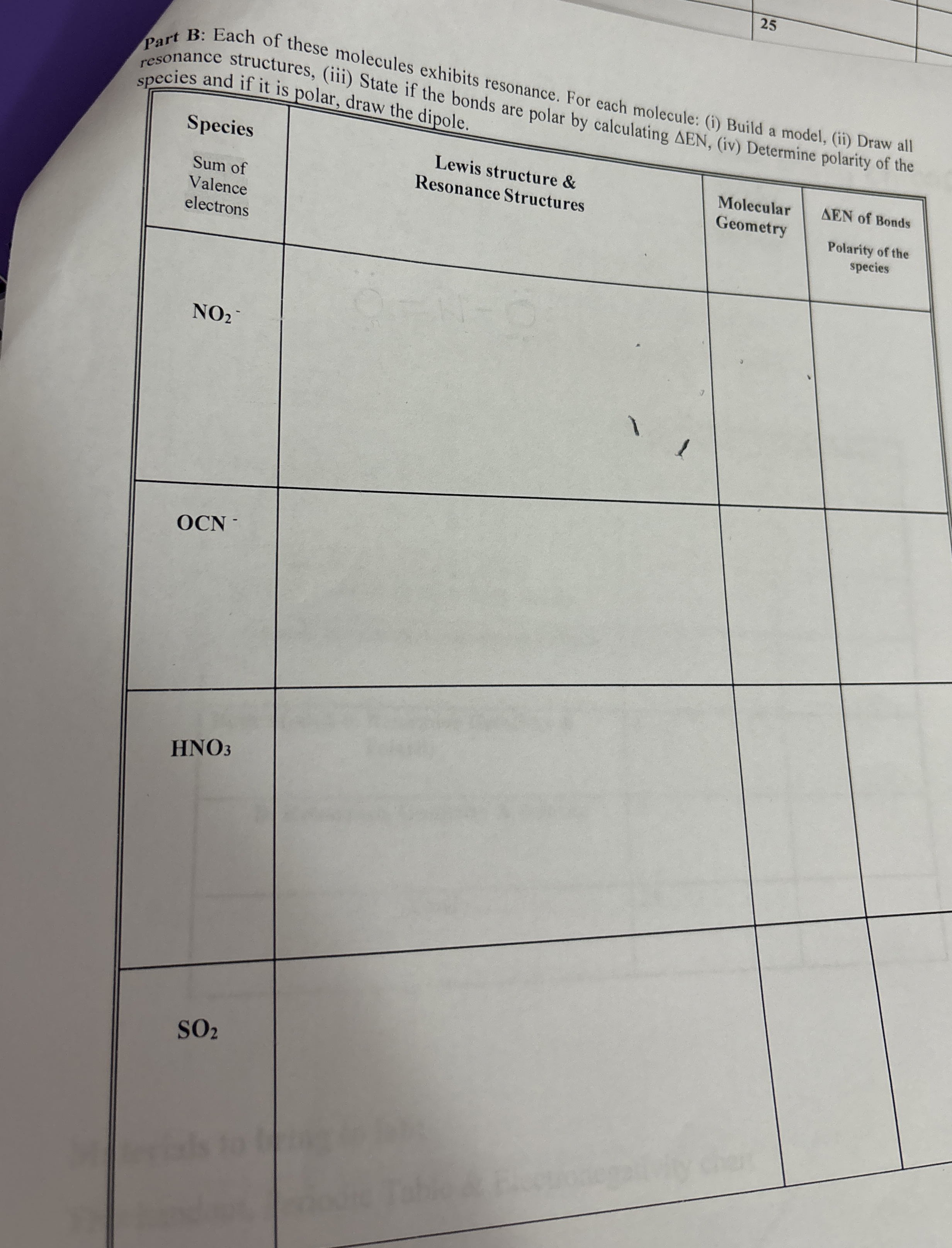 Solved part B: Each of these molecules exhibits resonance. | Chegg.com