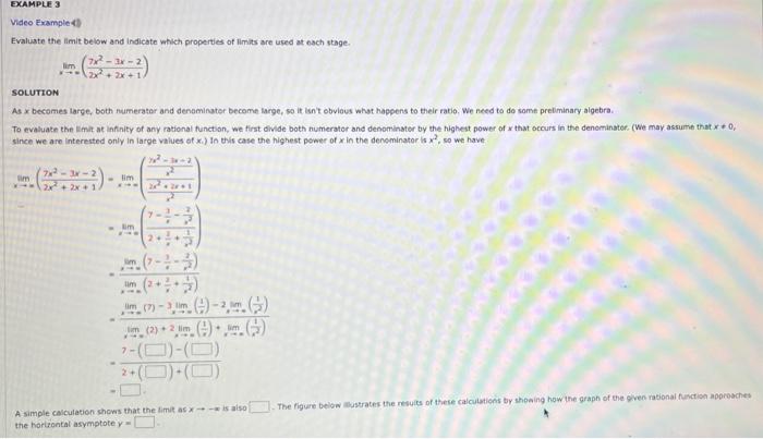Solved EXAMPLE 3 Video Example Evaluate the limit below and | Chegg.com