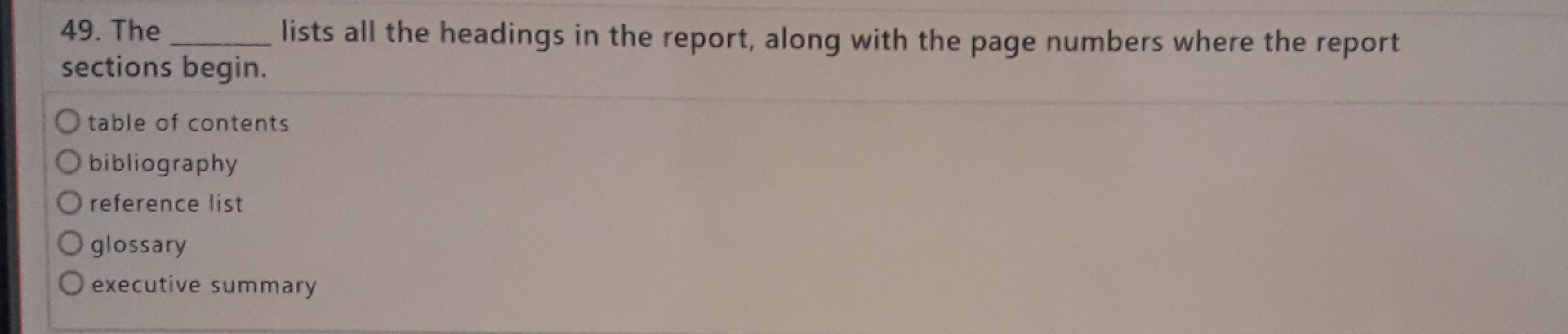 Solved The sections begin.glists all the headings in the | Chegg.com
