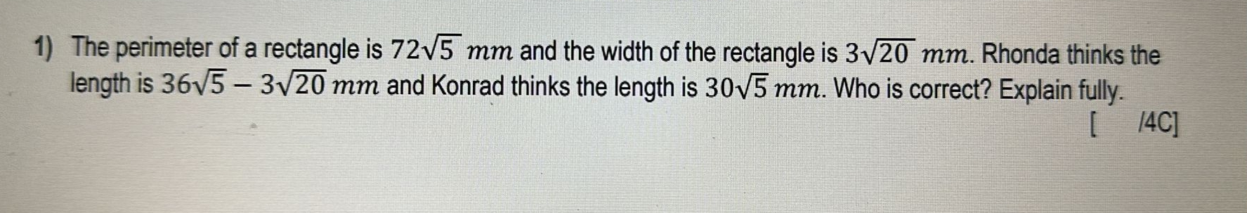 Solved The perimeter of a rectangle is 7252mm ﻿and the width | Chegg.com
