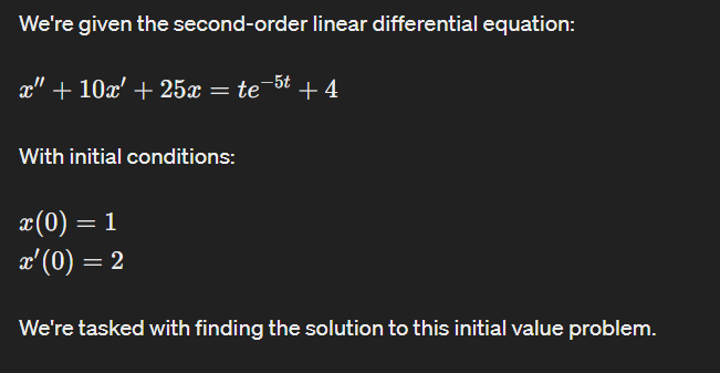 Solved We're given the second-order linear differential | Chegg.com
