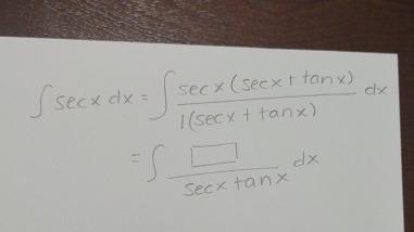 Solved ∫﻿﻿secxdx=∫﻿﻿secx(secx+tanx)1(secx+tanx)dx=∫﻿﻿?secxta | Chegg.com