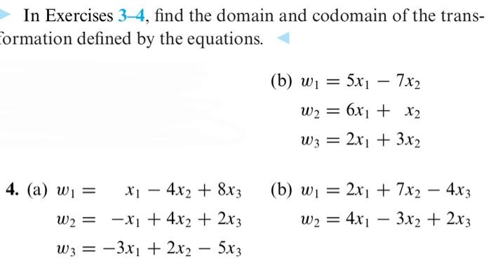 Solved In Exercise 4, find the domain and codomain of the | Chegg.com