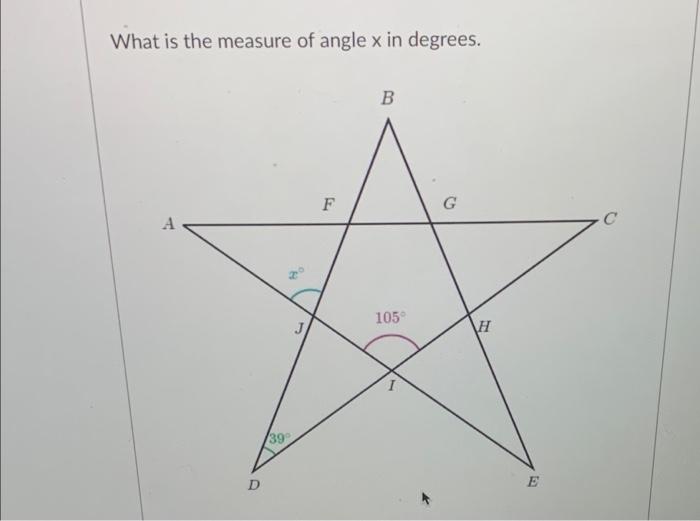 Solved What is the measure of angle x in degrees. | Chegg.com