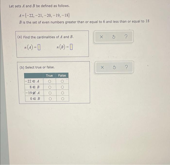 Solved Let Sets A And B Be Defined As Follows. A={-22, -21, 
