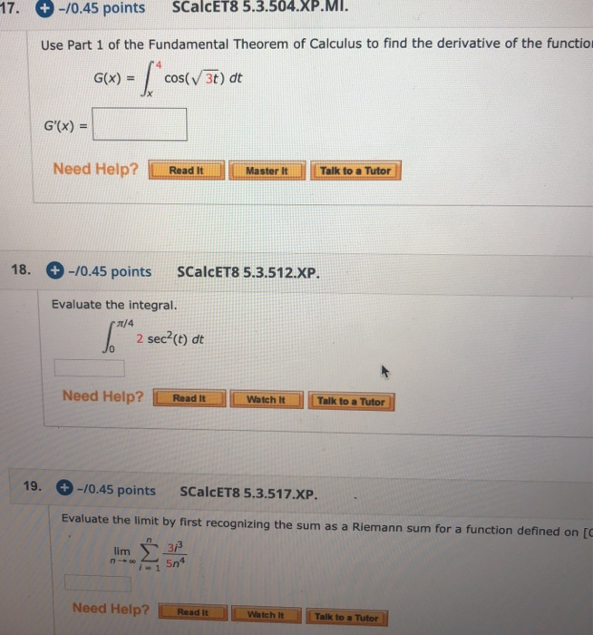 Solved SCalcET8 5.3.504.XP.MI. 17. +-/0.45 points Use Part 1 | Chegg.com
