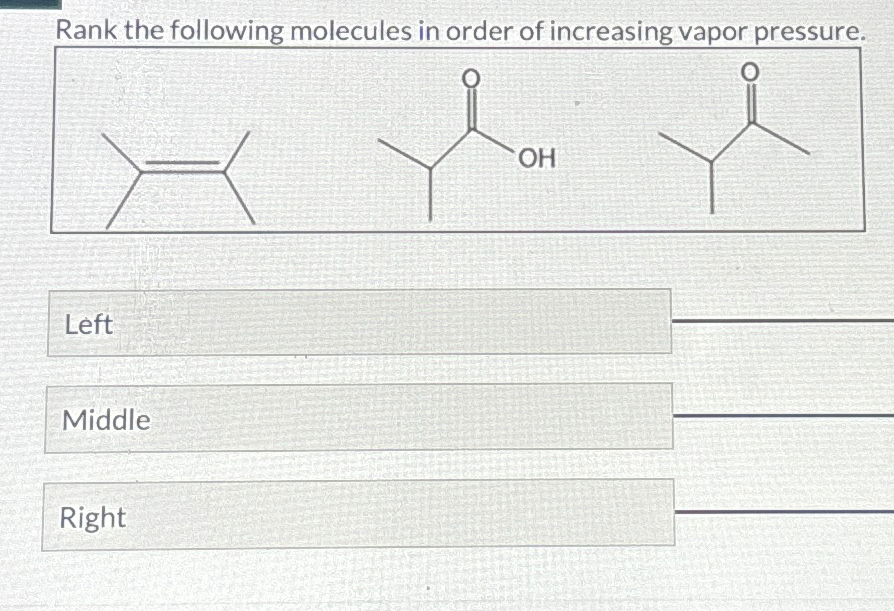 Solved Rank the following molecules in order of increasing | Chegg.com