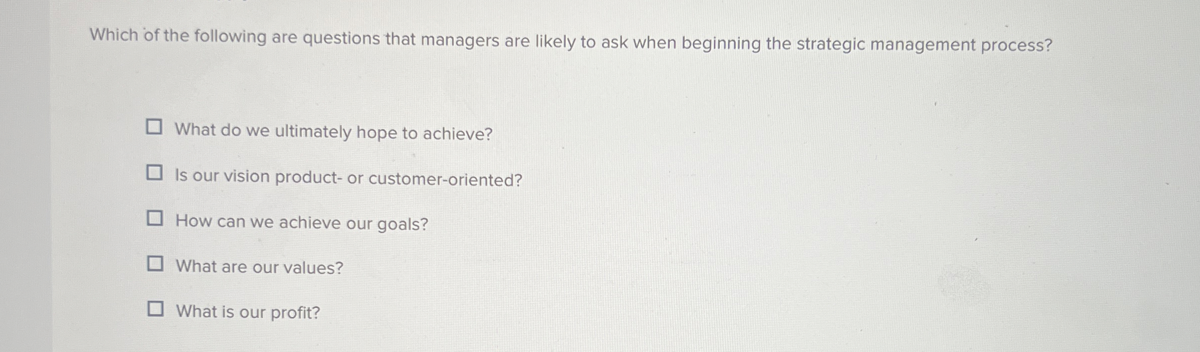 Solved Which of the following are questions that managers | Chegg.com