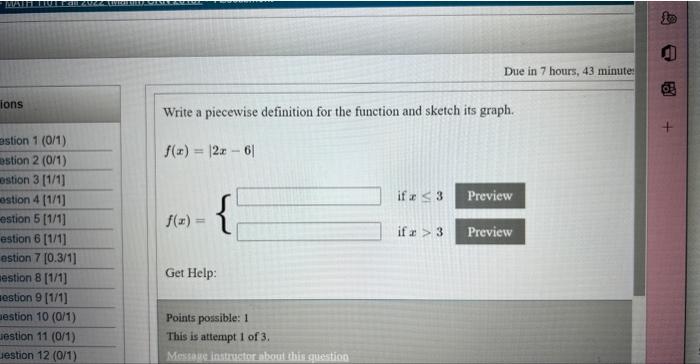 Solved Write a piecewise definition for the function and | Chegg.com