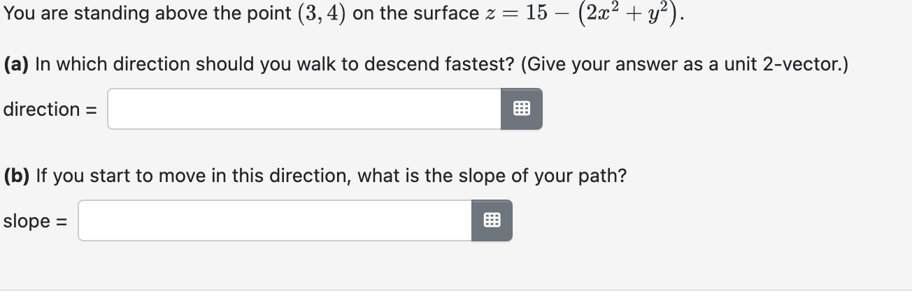 Solved You are standing above the point (3,4) ﻿on the | Chegg.com