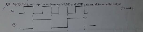 Solved Q2: Apply the given input waveform on NAND and NOR | Chegg.com