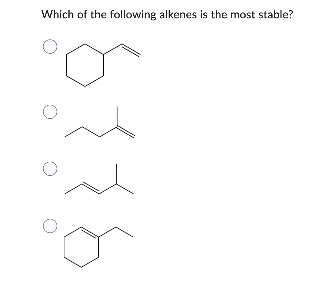 Solved Which of the following alkenes is the most stable? | Chegg.com