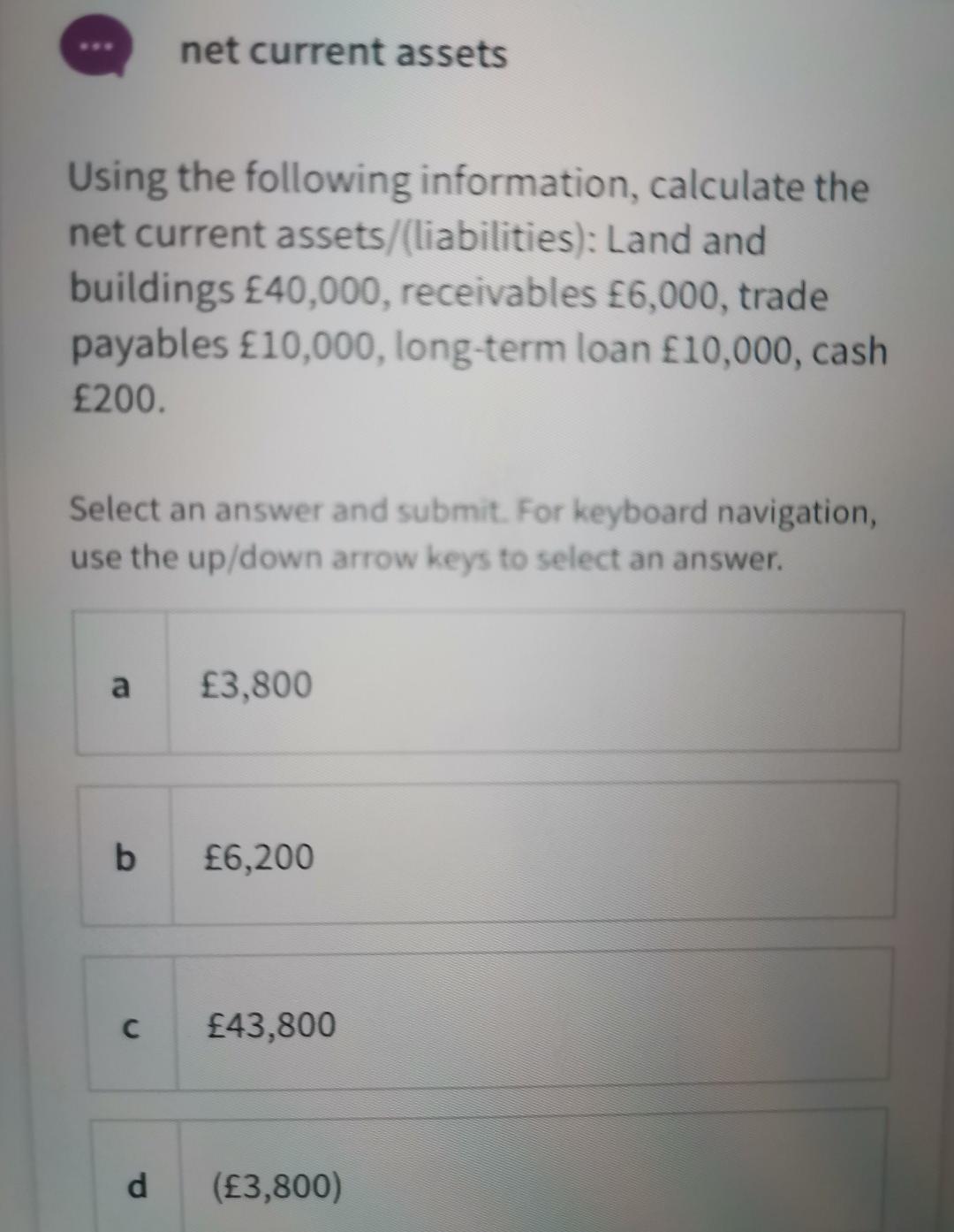 Solved net current assets Using the following information, | Chegg.com