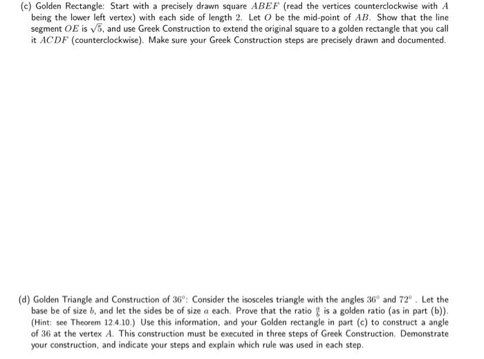 6. Greek Constructions, Golden ratio, Golden | Chegg.com