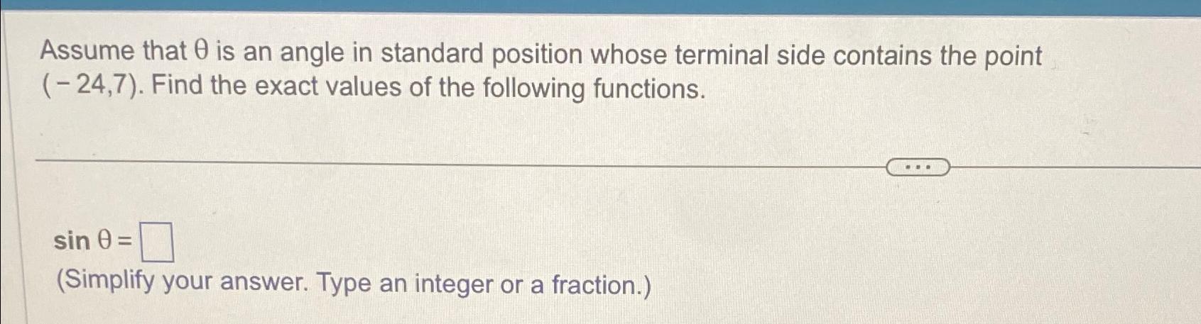 Solved Assume that θ ﻿is an angle in standard position whose | Chegg.com