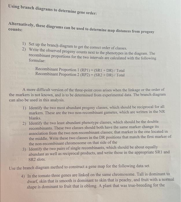Solved Using branch diagrams to determine gene order: | Chegg.com