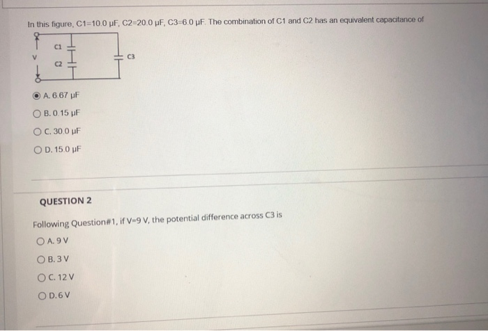Solved In this figure, C1=10.0 pF, C2=20.0 pF, C3 6.0 MF. | Chegg.com