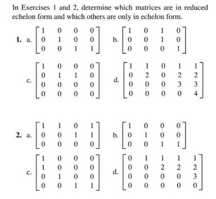 Solved In Exercises 1 and 2, determine which matrices are in | Chegg.com