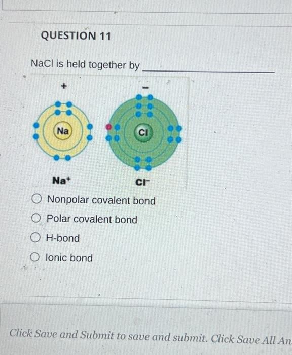 Solved NaCl is held together by Nonpolar covalent bond Polar | Chegg.com