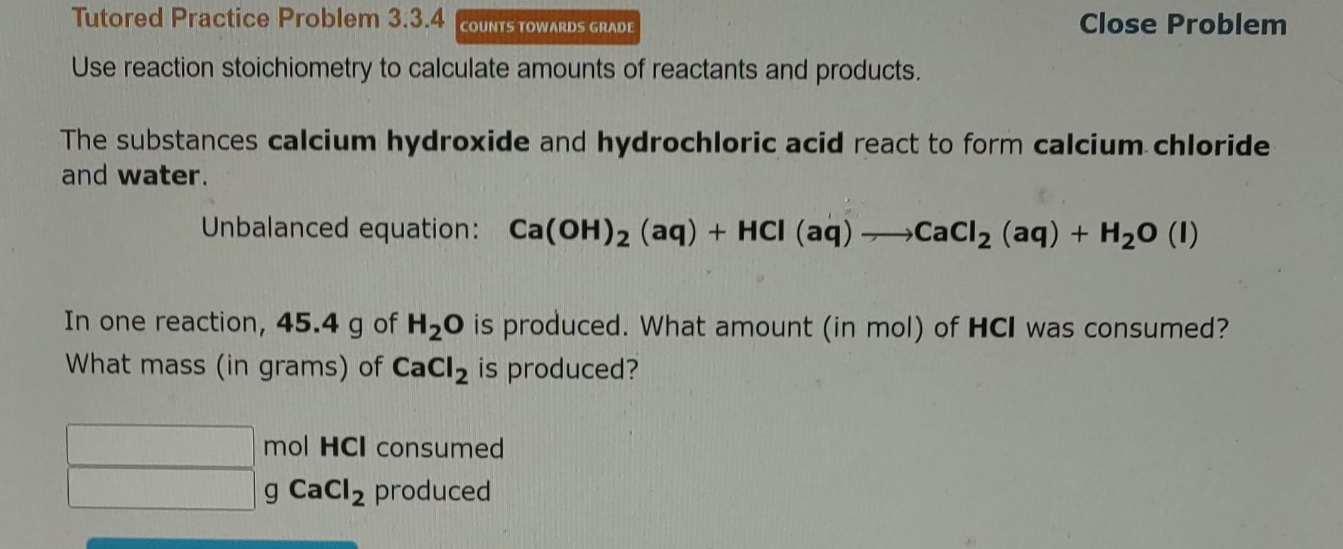 Solved Use reaction stoichiometry to calculate amounts of | Chegg.com