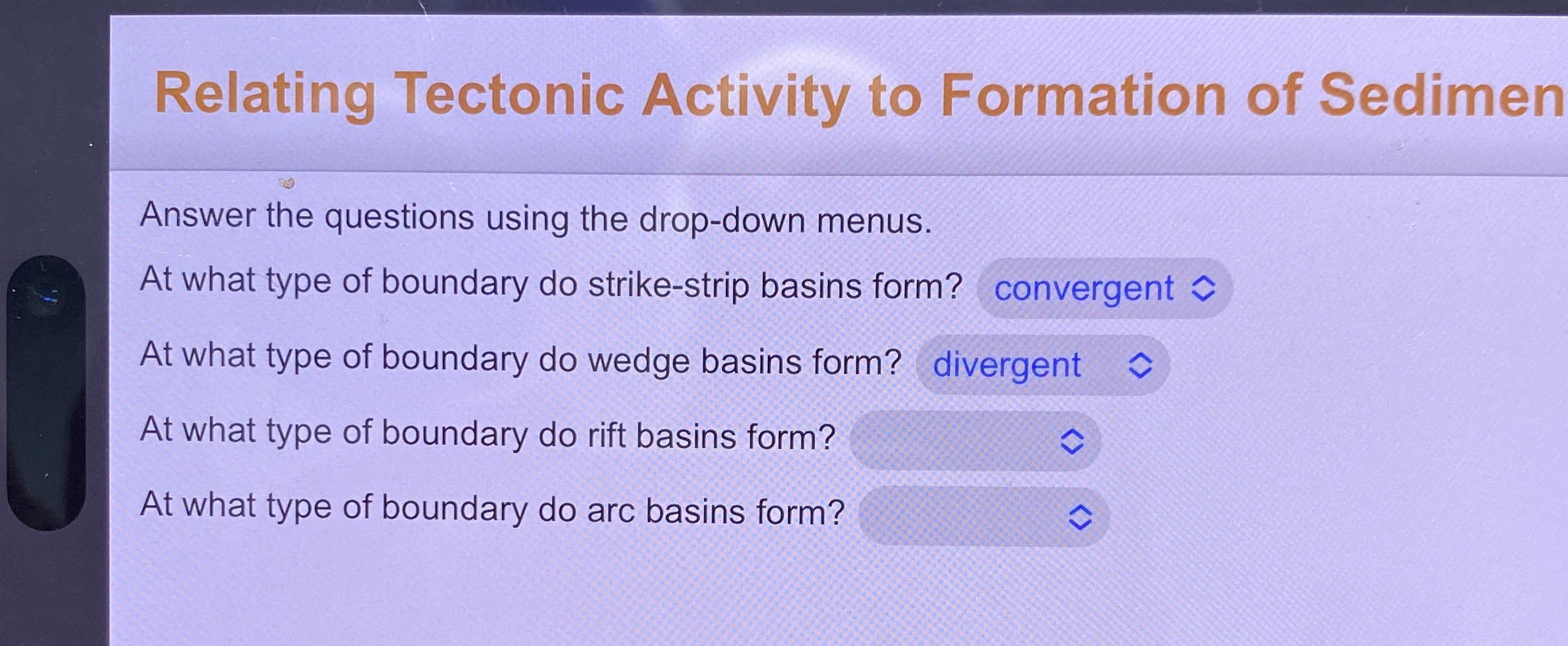 Solved Relating Tectonic Activity to Formation of | Chegg.com