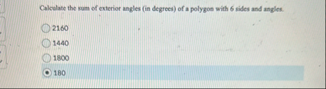 Solved Calculate the sum of exterior angles (in degrees) ﻿of | Chegg.com
