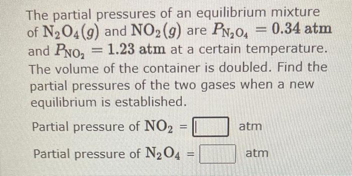 Solved The partial pressures of an equilibrium mixture of | Chegg.com