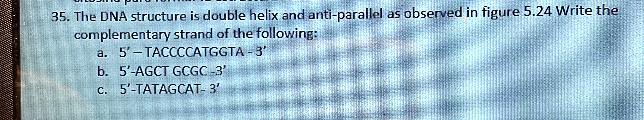 Solved The DNA structure is double helix and anti-parallel | Chegg.com