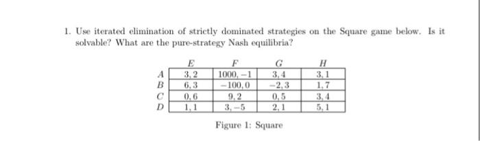 Solved 1. Use iterated elimination of strictly dominated | Chegg.com
