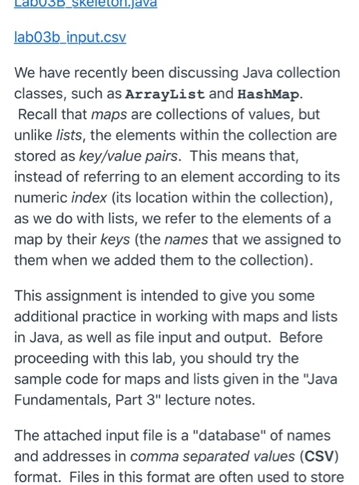 Solved LANUOD Skeleton.java lab03b input.csv We have | Chegg.com