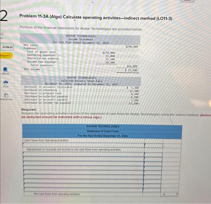 Solved Problem 11-3A (Algo) Calculate operating | Chegg.com Solved Problem 11-3A (Algo) Calculate operating | Chegg.com