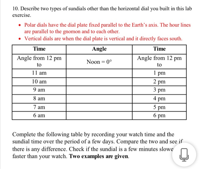 Solved + Angle Time Angle from 12 pm to Time Angle from 12 | Chegg.com